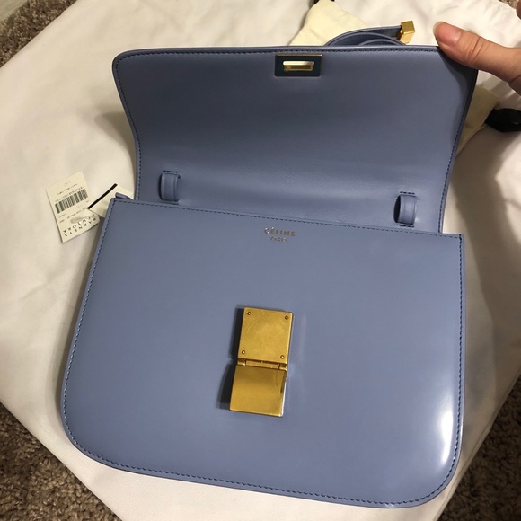 Celine | Bags | Nwt Celine Medium Classic Box Flap Light Blue Rare ...
